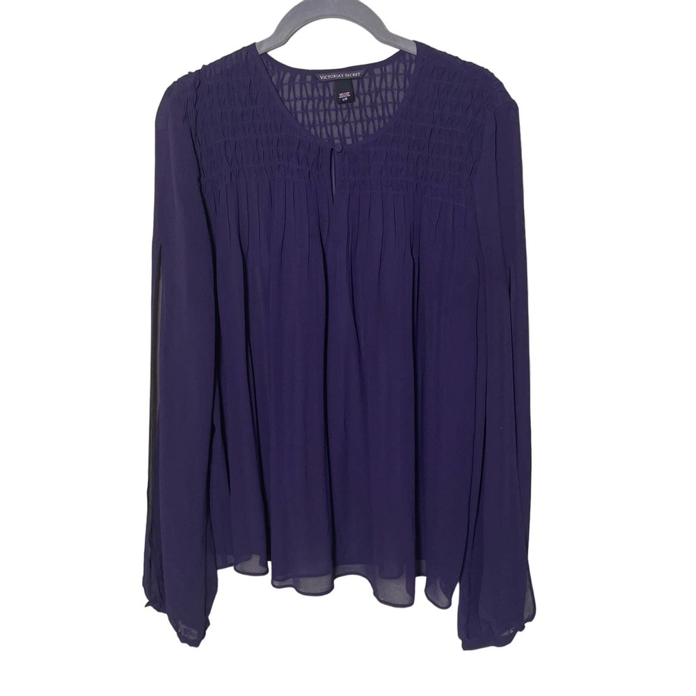 Victoria's Secret Sheer Purple Blouse Size Large - Gem